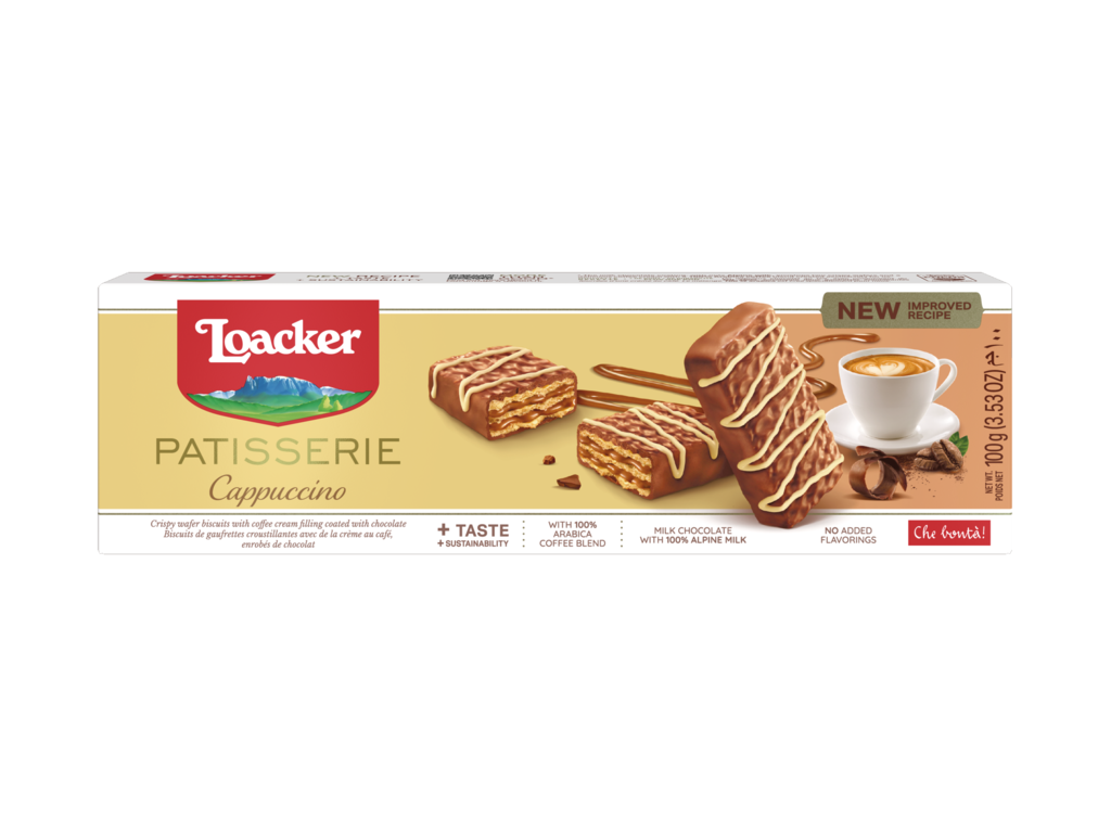 Biscuits Chocolat au Lait Fin à la Crème de Cappuccino 100g - Loacker ...